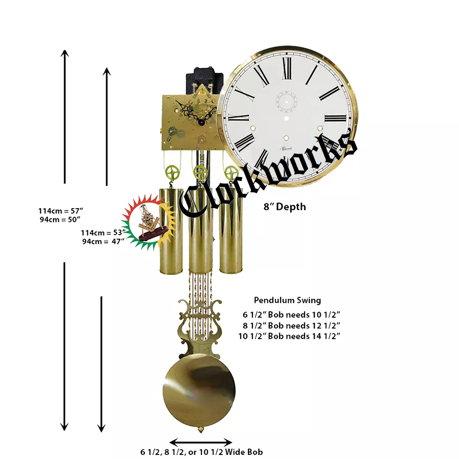 Round Dial Grandfather Clock Kit - German Triple Chime-