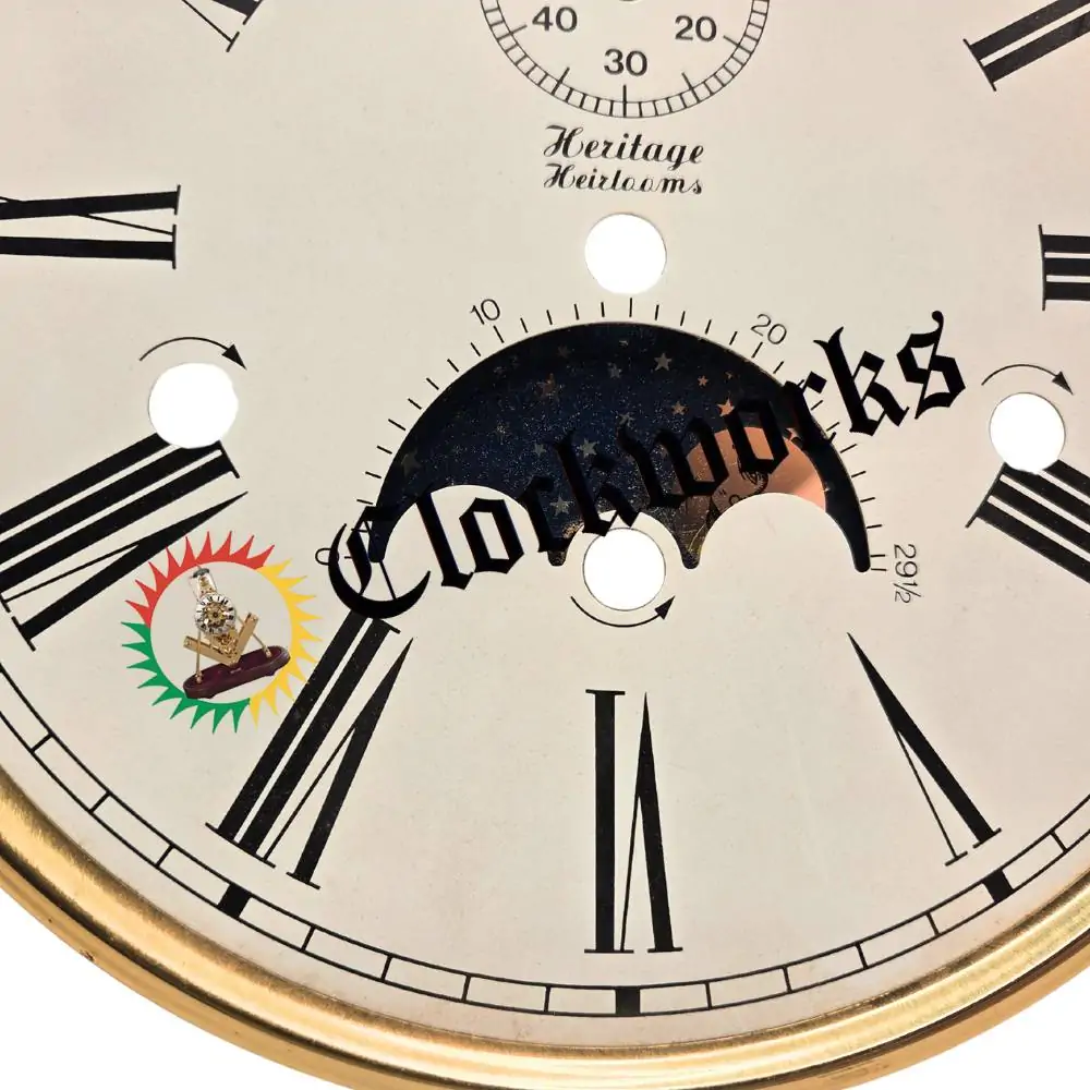 Kieninger RWS Clock Dial 7 ⅞ In. Roman Moon Phase NOS - Clockworks